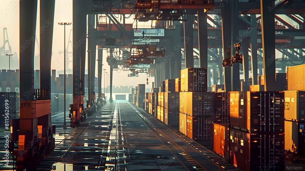 Expansive Industrial Shipping Port Teeming with Neatly Stacked ...