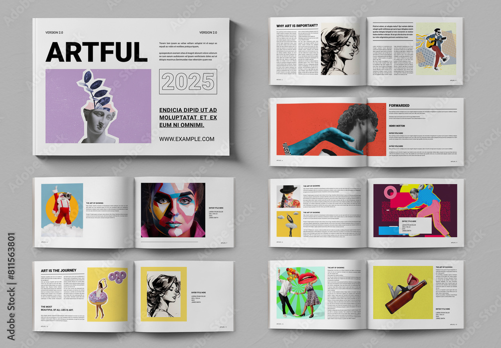Art Catalog Layout Design Landscape Stock Template | Adobe Stock