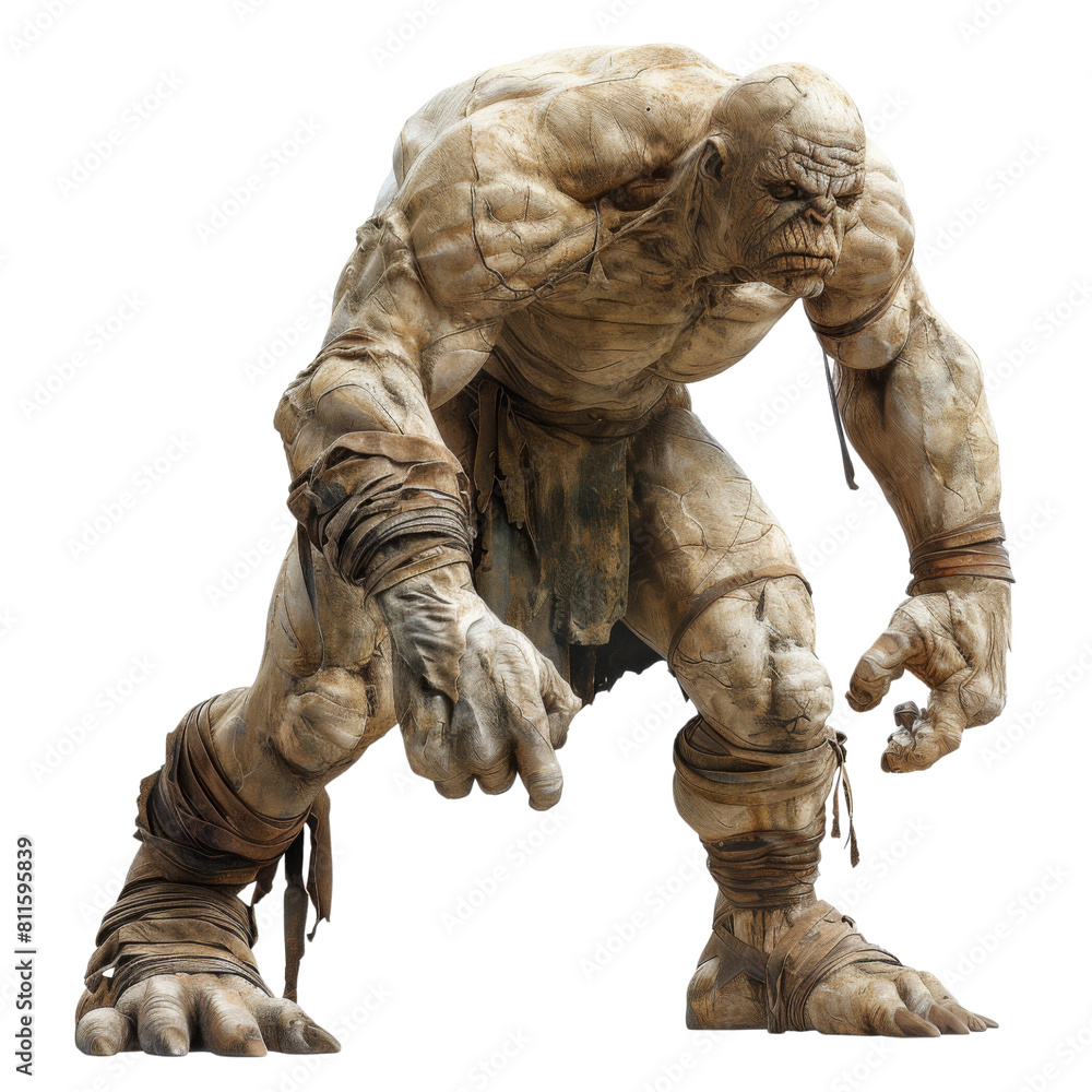 Impressive stone troll with a rugged texture, in an aggressive stance ...