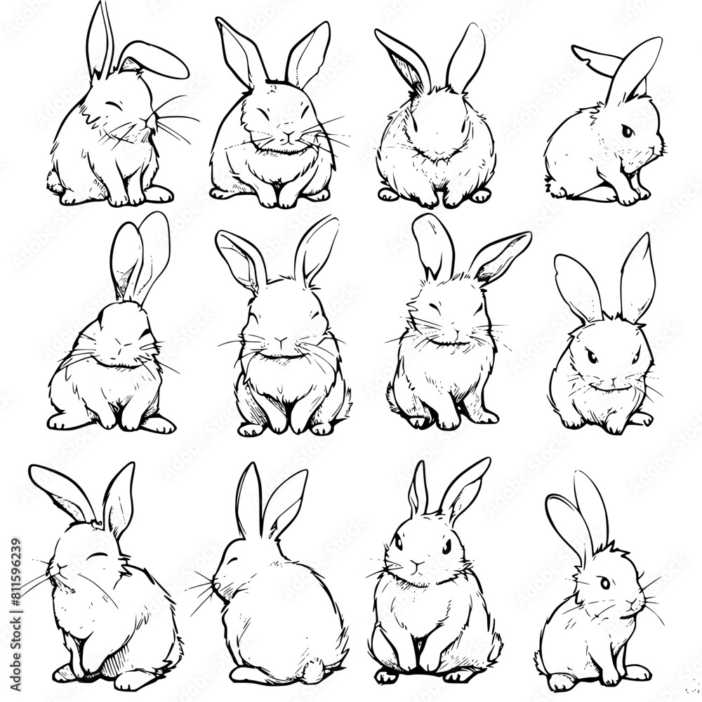 Baby Rabbit SVG, Rabbit Svg, Rabbit Clipart, Doodle Animal Svg, Doodle ...