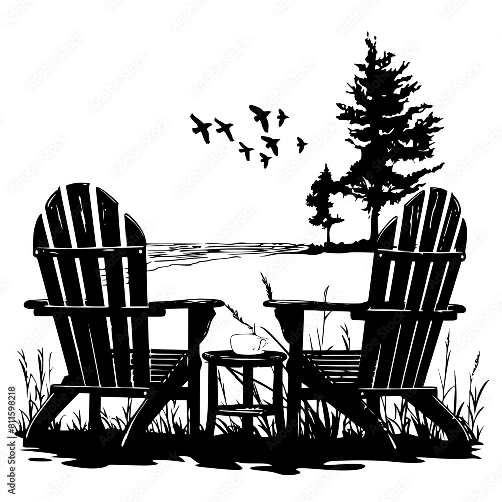 Adirondack Chair png, Adirondack Chair, Chair vector, Adirondack Scene ...