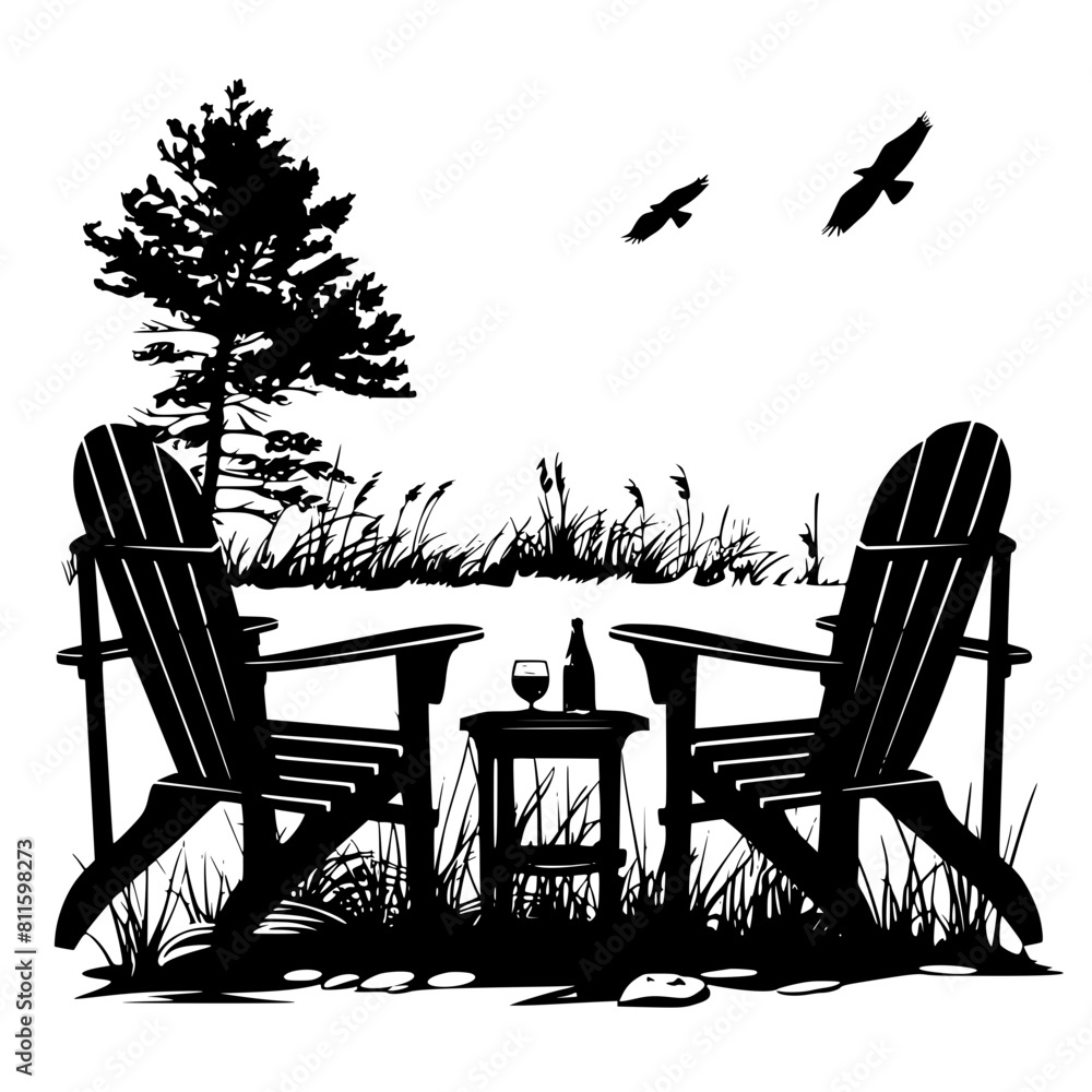 Adirondack Chair png, Adirondack Chair, Chair vector, Adirondack Scene ...