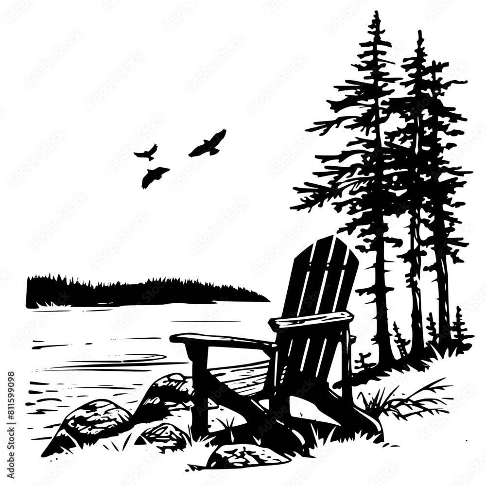 Adirondack Chair png, Adirondack Chair, Chair vector, Adirondack Scene ...