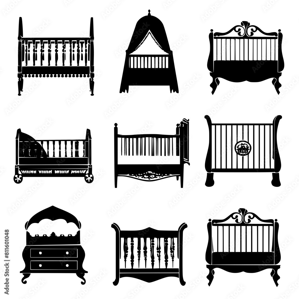 Baby Crib Svg, Baby Crib Clipart, Baby Crib Cut Files, Baby Crib png ...