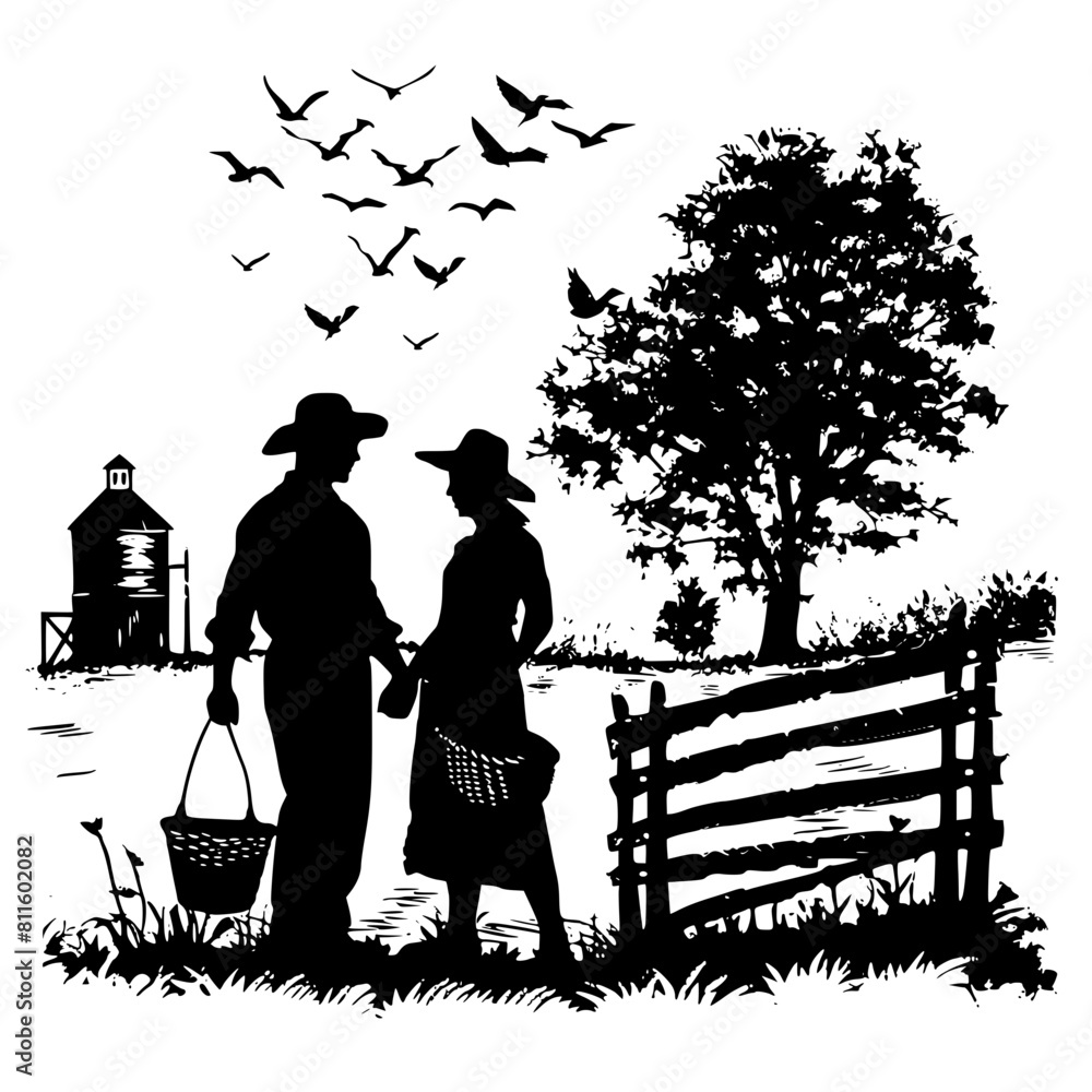 farm silhouette, farm scene, Farm Scene dxf, Farm Scene png, Farm Scene ...