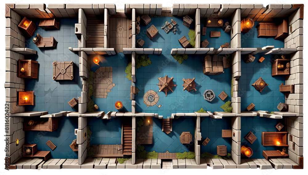 rooms view map two game board lot dungeon 3d dungeons perpendicular ...