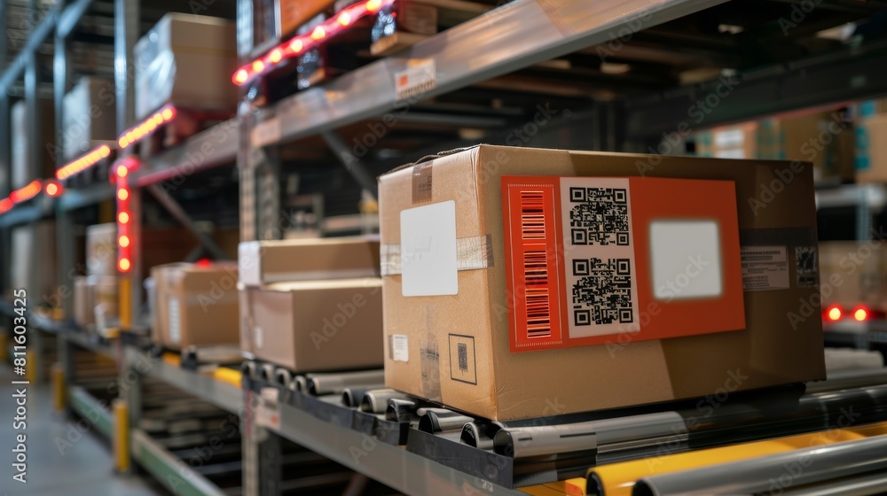Cardboard box tags and QR codes for efficient tracking Stock ...
