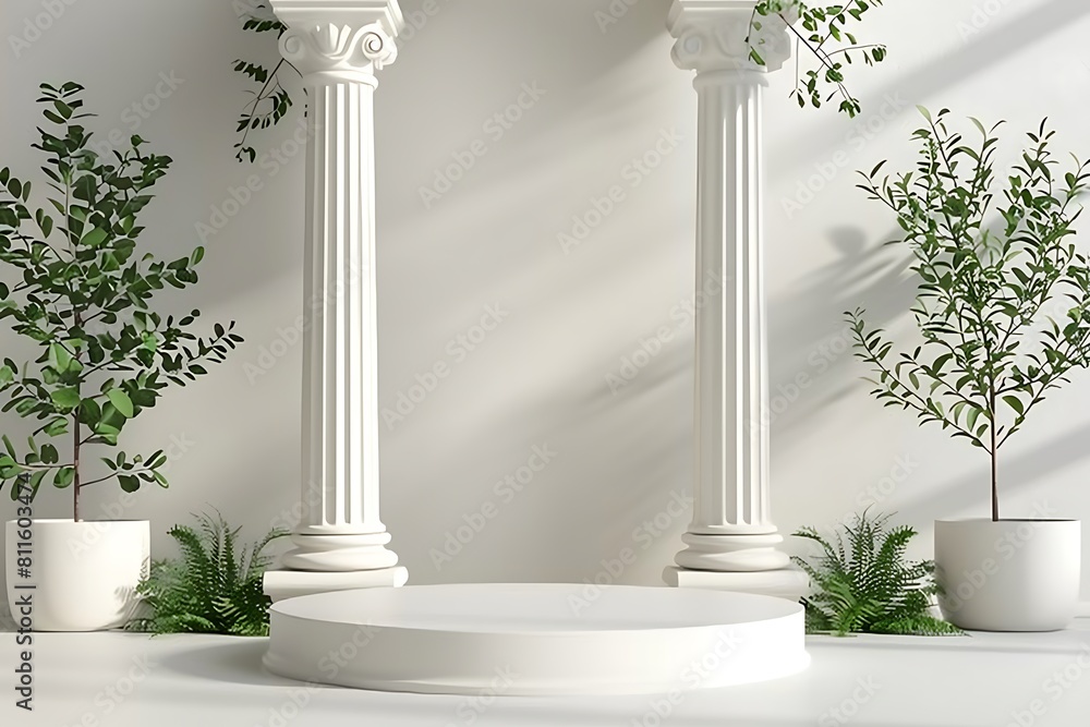 Background podium column 3d roman luxury greek white ancient display ...