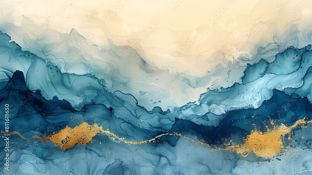 Background modern with abstract line art and watercolor brush texture ...