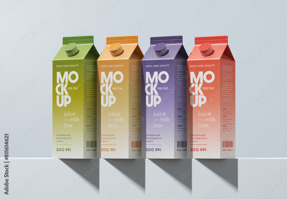 Juice Box Packaging Mockup Stock Template | Adobe Stock