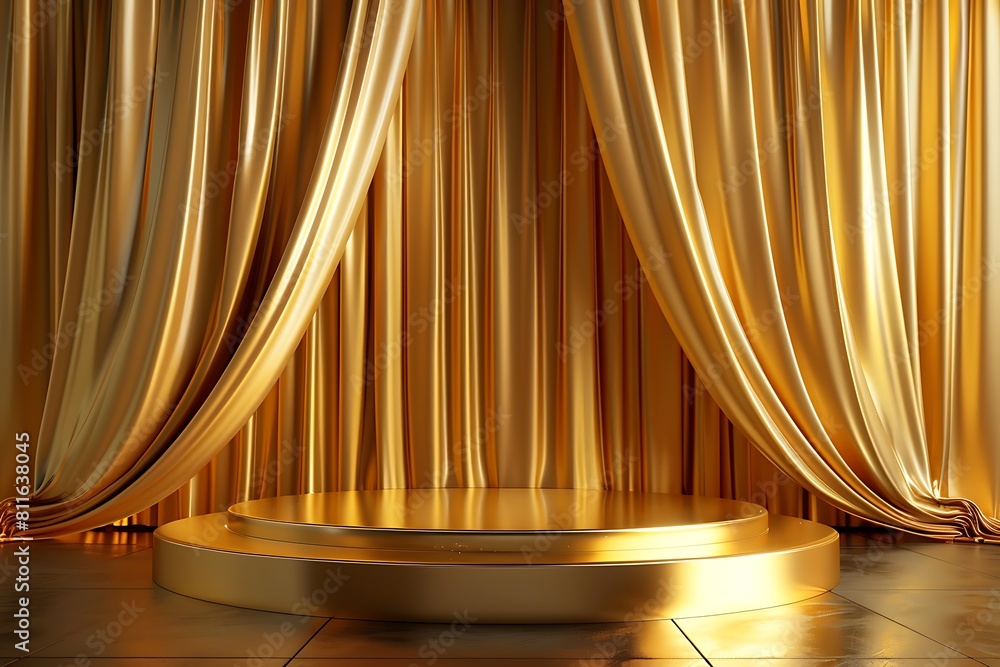 Gold podium background product silk luxury black 3d golden display ...