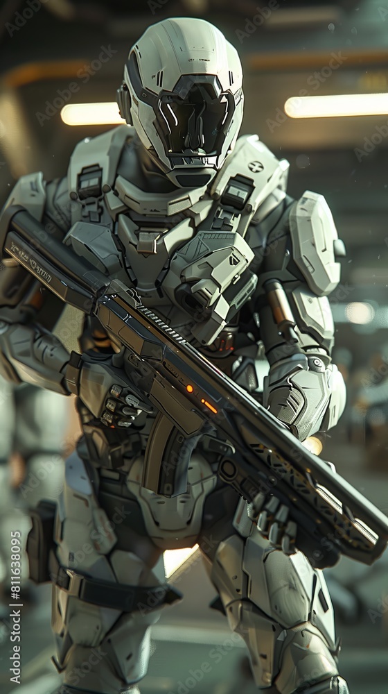 Realism of a military exoskeleton with regenerative plating and a laser ...