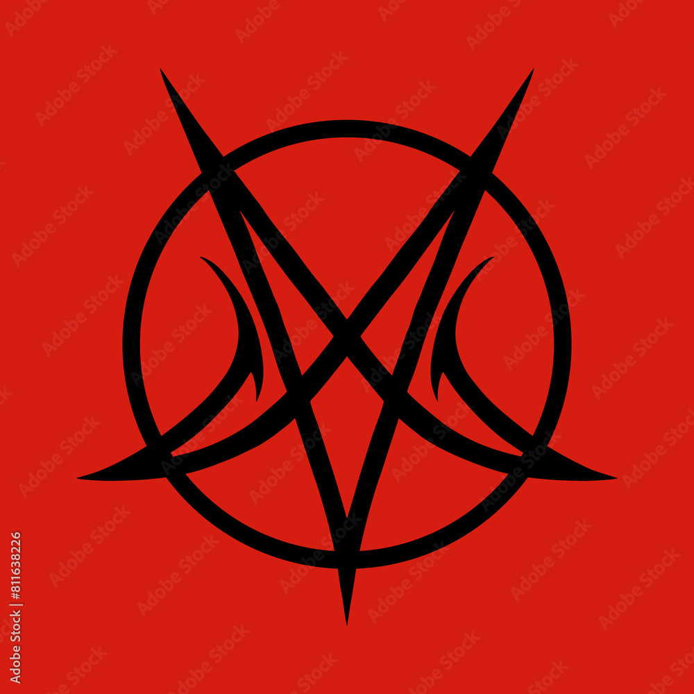 Esoteric occult pentagram, magic signs. Demon pentacle tattoo, magic ...