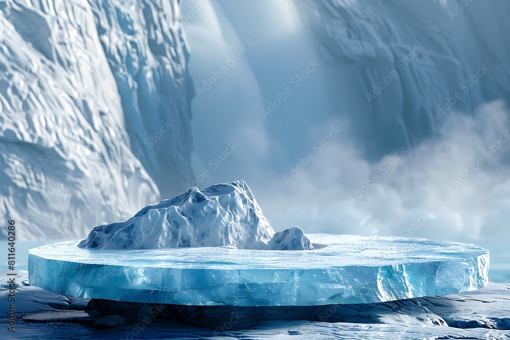Ice background podium cold winter snow product platform floor frozen ...