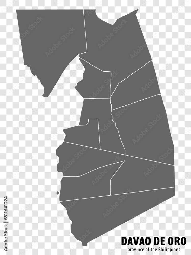 Blank map Davao de Oro of Philippines. High quality map Province of ...