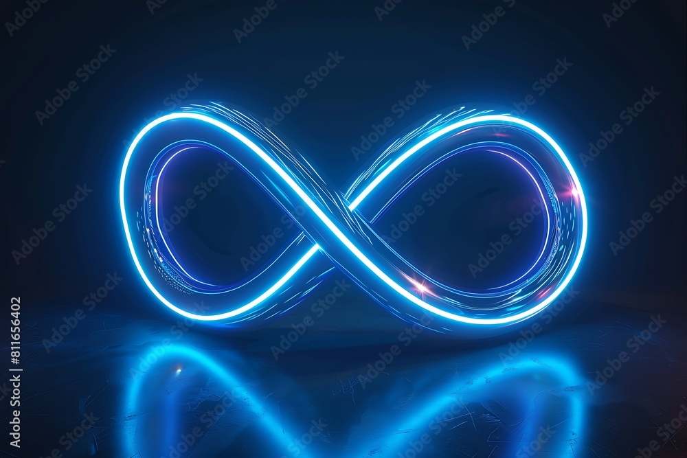 Neon symbol loop sign light background 3d line abstract infinite glow ...
