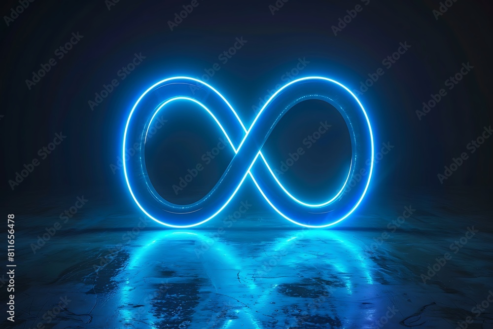 Neon symbol loop sign light background 3d line abstract infinite glow ...