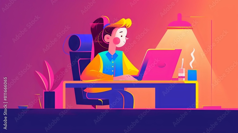Content Woman Typing with Inspirational Images and Notepads Stock ...