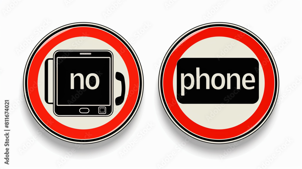 No bloom, vector illustration of two circular red signs with black ...