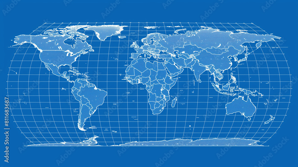World map vector drawing lines for background and text,All elements are ...