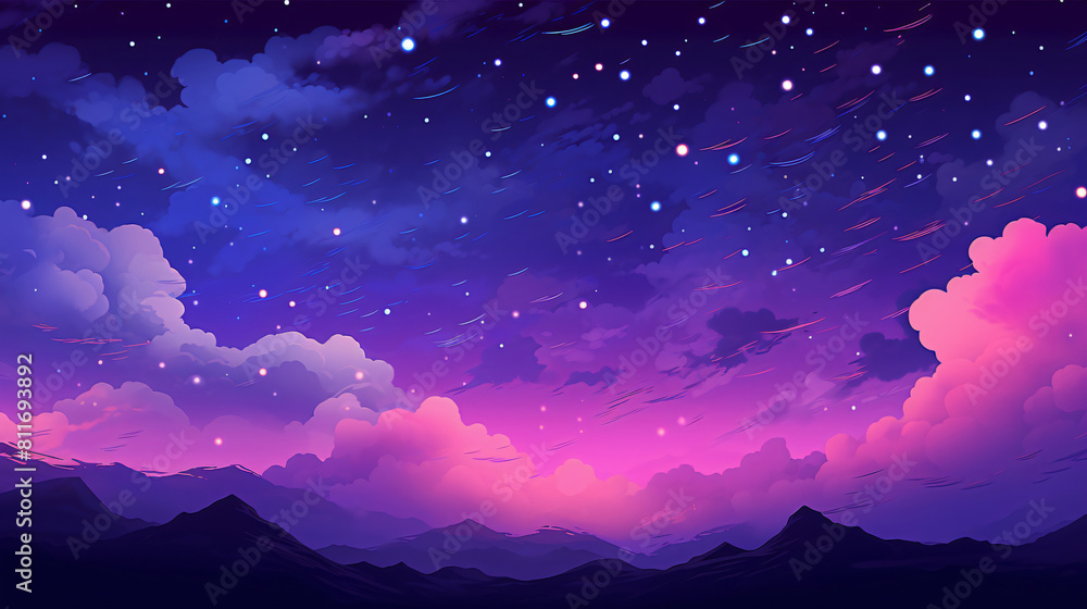Starry Night Sky Illustration with Bold Color Gradients Abstract ...