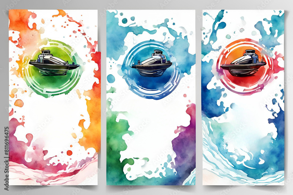 water color flyer template with blank space in the middle for text, but ...