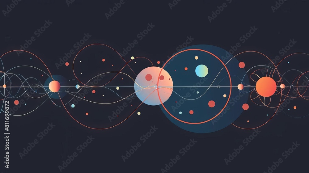 Quantum superposition demonstration flat design side view physics ...