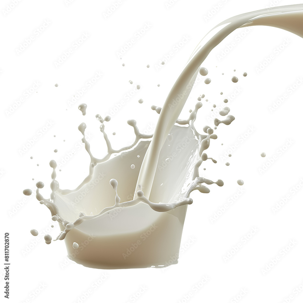 plashing Milk Pouring, isolated, transparent background, white ...