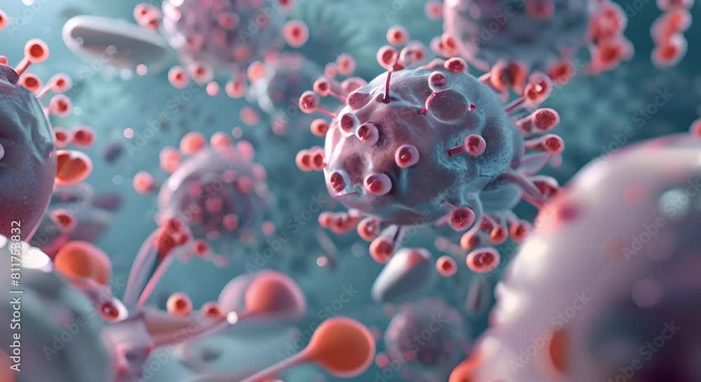 D Visualization of Microscopic Virus and Bacteria Cells. Concept ...