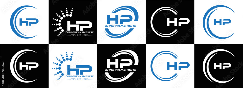 HP logo. H P design. White HP letter. HP, H P letter logo design ...