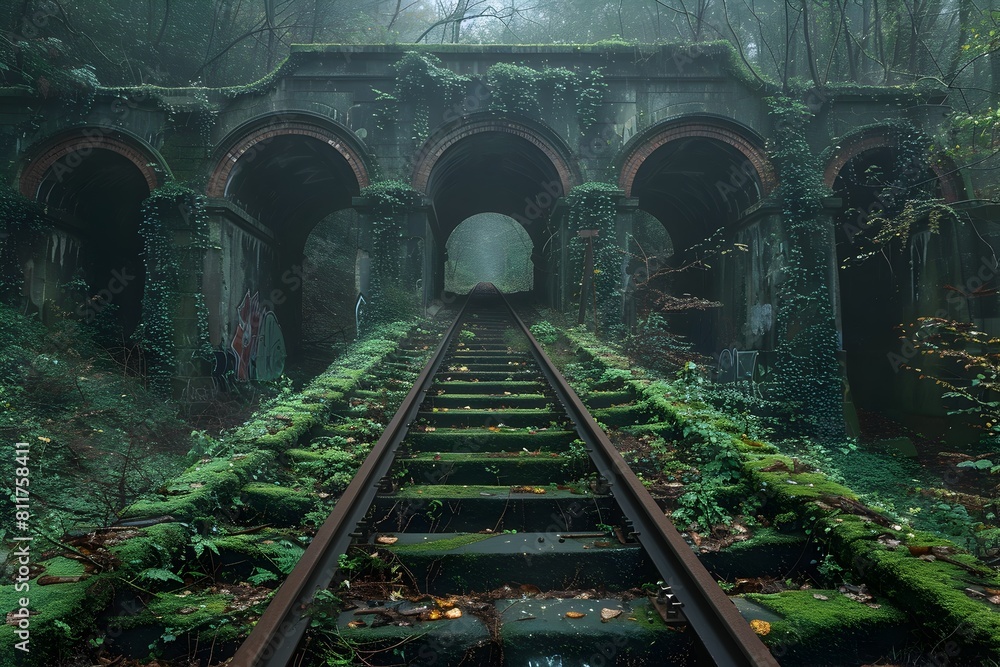 Enigmatic Coexistence Intriguing Mysteries Beckon Travelers on an Abandoned Forest Railway Stock ...