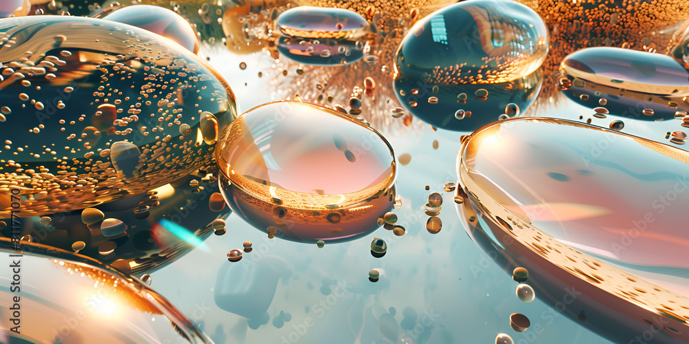 Abstract, Water Splash, Illuminated, Droplets, 3D Rendered, Art ...