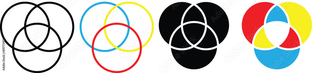 Venn diagram overlapping chart. Business presentation venn vector chart ...