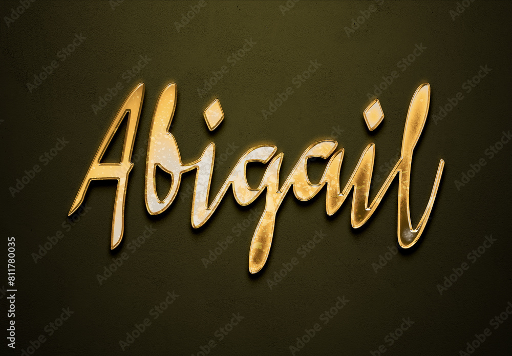 Old gold text effect of name Abigail with 3D glossy style Mockup. Stock ...