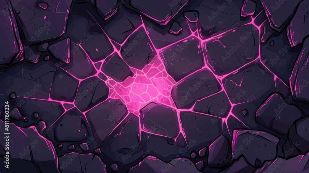 ภาพประกอบสต็อก Cartoon Game Art Style Illustration Of Glowing Pink ...