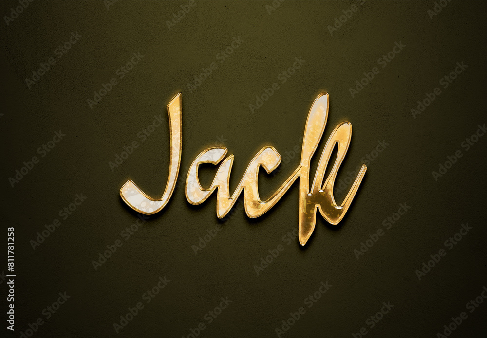 Old gold text effect of name Jack with 3D glossy style Mockup. Stock ...