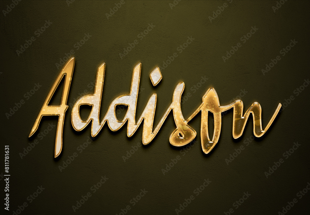 Old gold text effect of name Addison with 3D glossy style Mockup. Stock ...