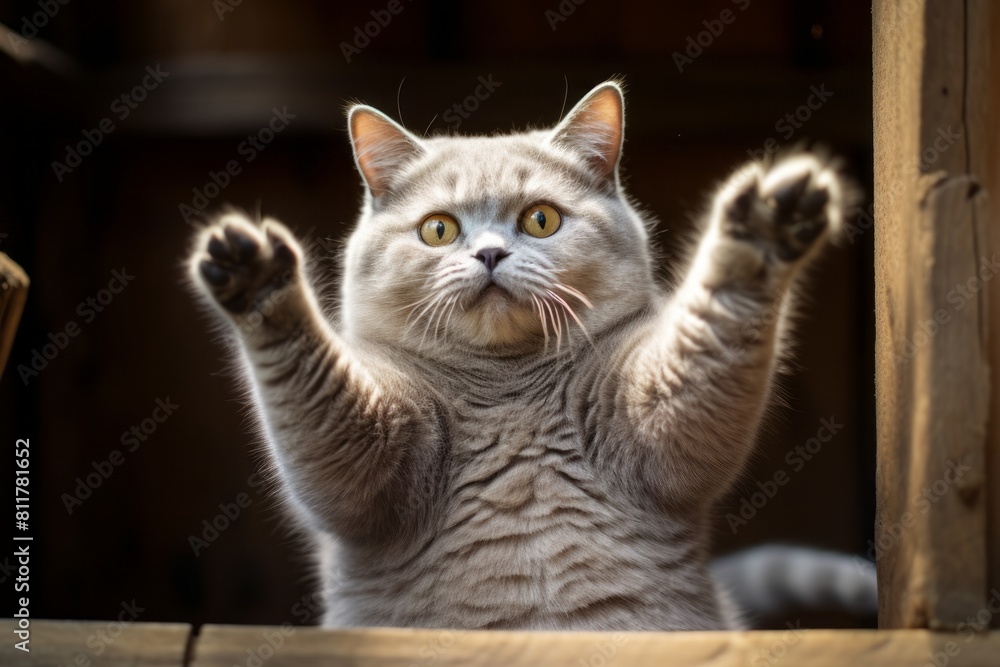 Medium shot portrait photography of a funny british shorthair cat ...