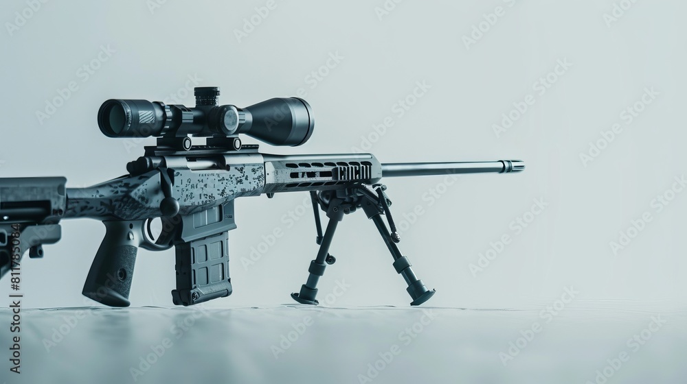 Sniper rifle with white background, optic, and bipod Stock Illustration ...