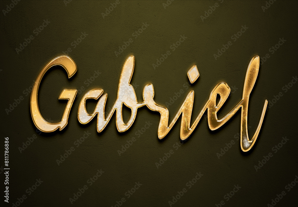 Old gold text effect of name Gabriel with 3D glossy style Mockup. Stock ...