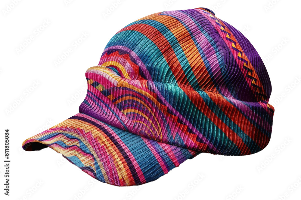 Men's head cap with a bold and vibrant pattern, isolated on transparent ...