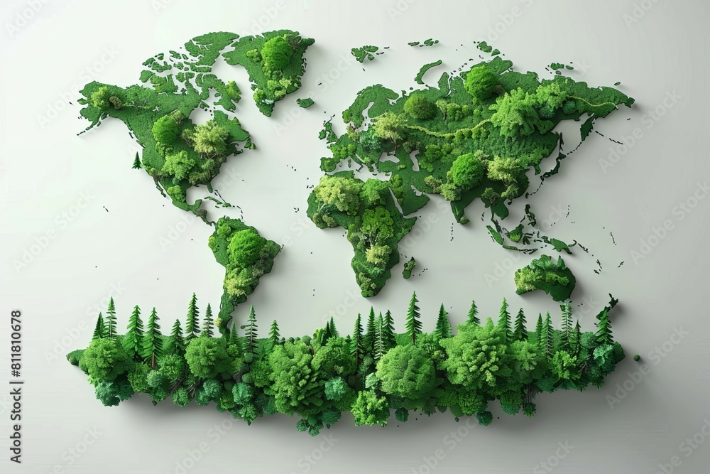 05 June, World Environment day concept 3d design 3d World map with ...