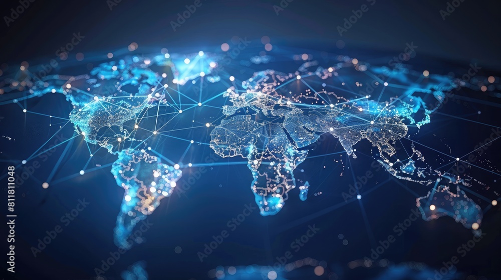 Global Connectivity: World map with network connections symbolizing ...