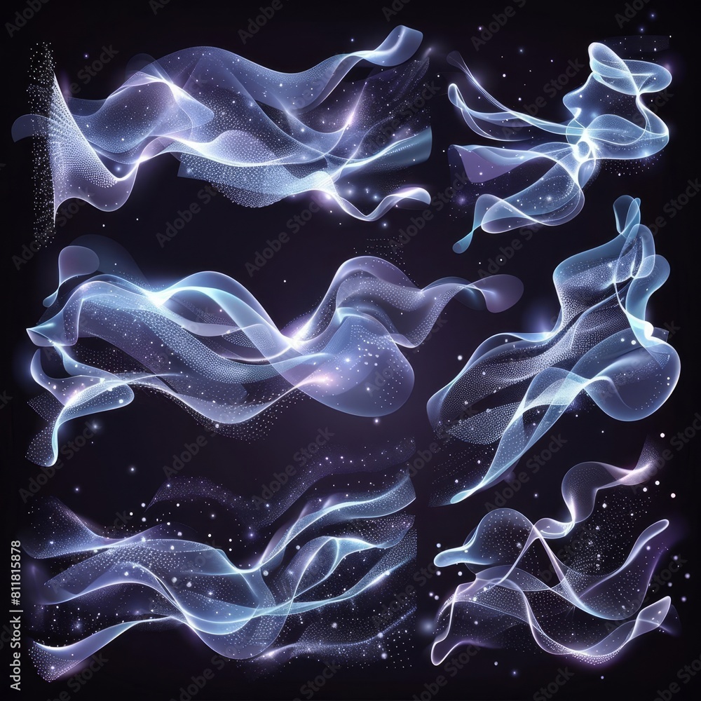 Air flow set of vector elements Realistic light effect top view from ...