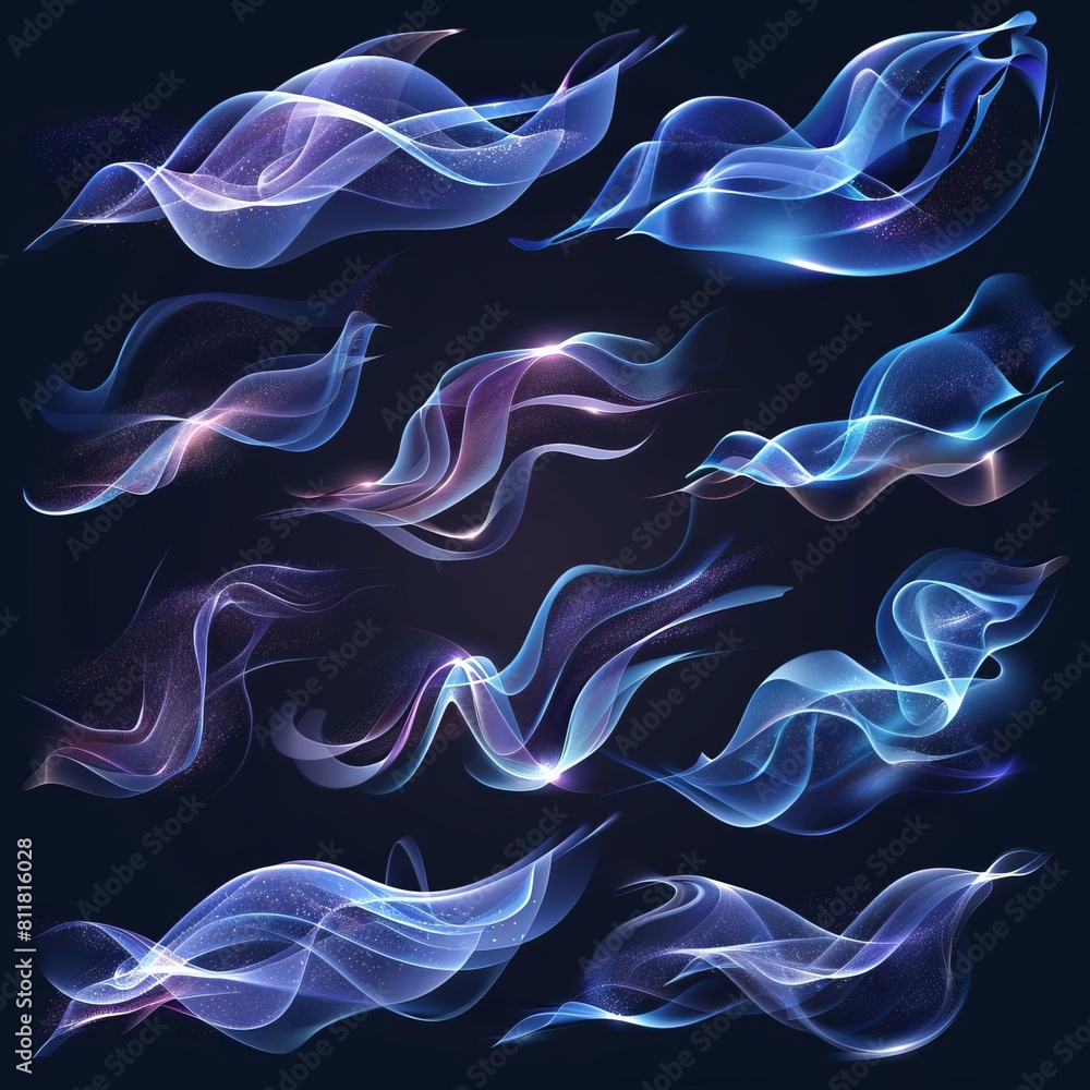 Air flow set of vector elements Realistic light effect top view from ...