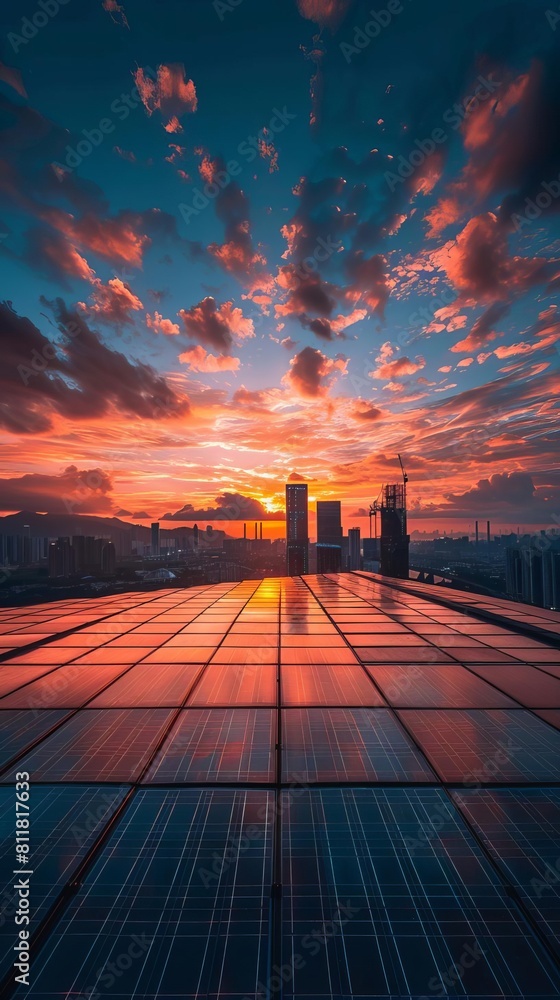 Concept of sustainable energy solution in beautifull sunset backlight ...