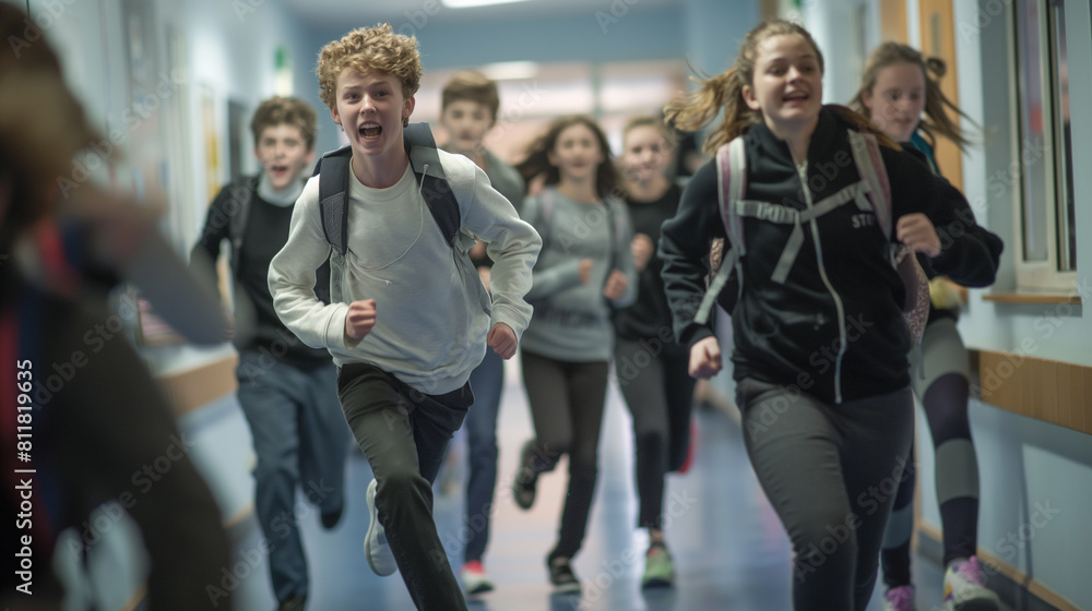 Amidst the hustle and bustle of a high school corridor, teenagers run ...