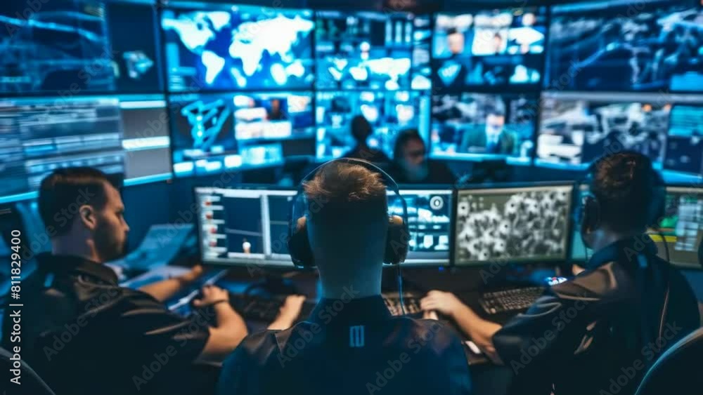 Operators attentively monitor screens displaying global data ...