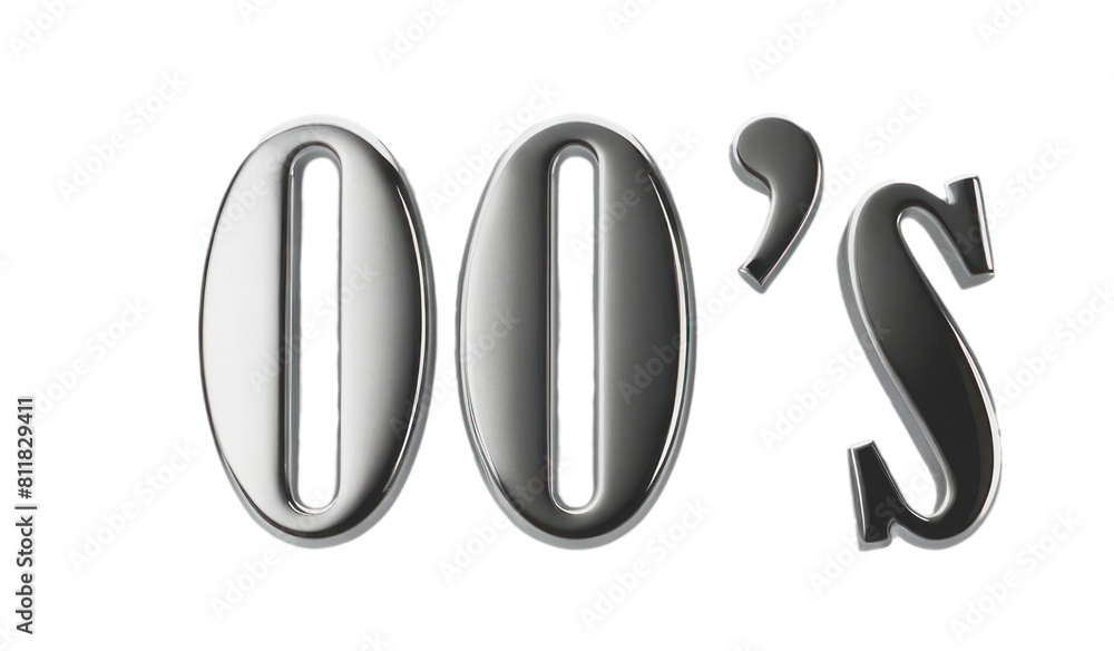 Volumetric chrome inscription 00s isolated on a transparent background ...