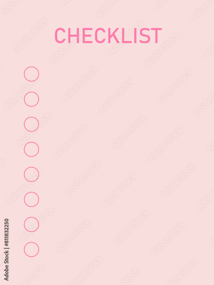 Checklist with pink text and tick circles on a pink background. To-do ...